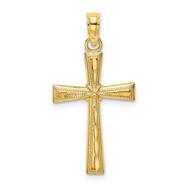 14K Yellow Gold Shiny-Cut & Textured Cross Pendant at BillyTheTree Jewelry