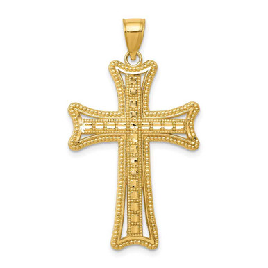 14K Yellow Gold Shiny-Cut Cross Pendant K6214 at BillyTheTree Jewelry