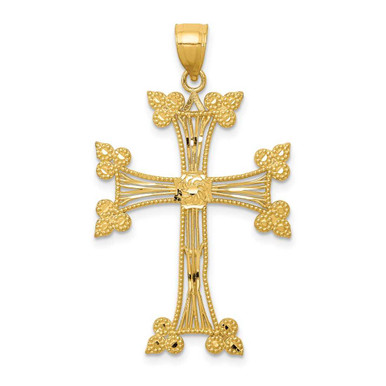 14K Yellow Gold Shiny-Cut Fancy Cross Pendant at BillyTheTree Jewelry