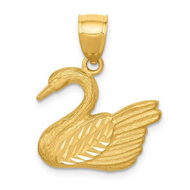 14K Yellow Gold Shiny-Cut Swan Pendant at BillyTheTree Jewelry