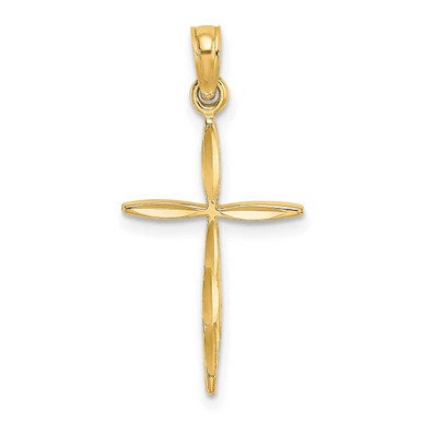 14K Yellow Gold Shiny-Cut with Tapered Ends Cross Pendant at ...