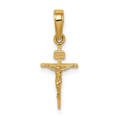 14K Yellow Gold Small Inri Crucifix Pendant at BillyTheTree Jewelry