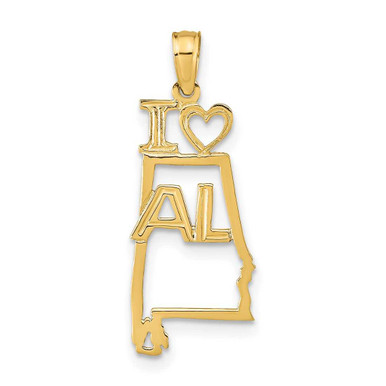 14K Yellow Gold Solid Alabama State Pendant at BillyTheTree Jewelry