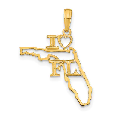 14K Yellow Gold Solid Florida State Pendant at BillyTheTree Jewelry
