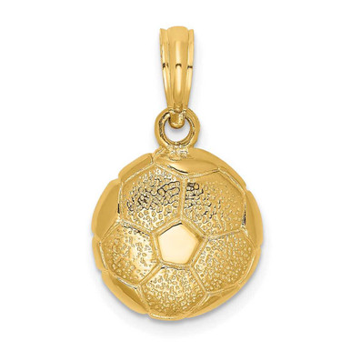 14K Yellow Gold Solid Polished Open-Backed Soccer Ball Pendant at ...