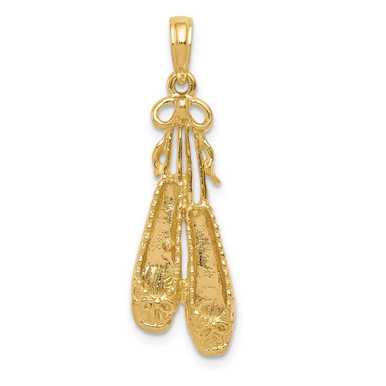 14K Yellow Gold Solid Satin Polished 3-Dimensional Ballet Slippers ...