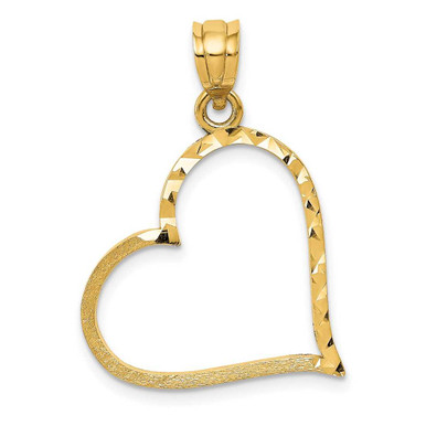 14K Yellow Gold Solid Satin Shiny-Cut Small Reversible Heart Pendant at ...
