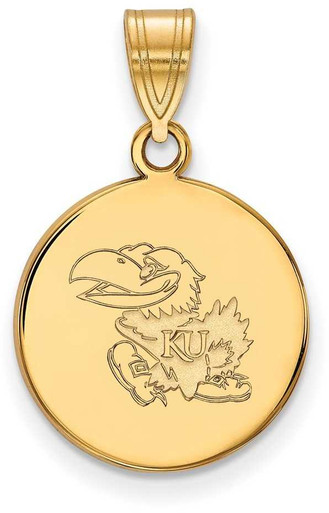 14K Yellow Gold University of Kansas Medium Disc Pendant by LogoArt by ...