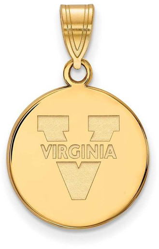 14K Yellow Gold University of Virginia Medium Disc Pendant by LogoArt ...