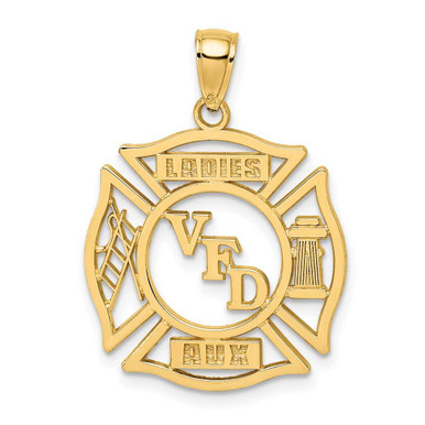 14K Yellow Gold VFD Ladies Aux Shield Pendant at BillyTheTree Jewelry