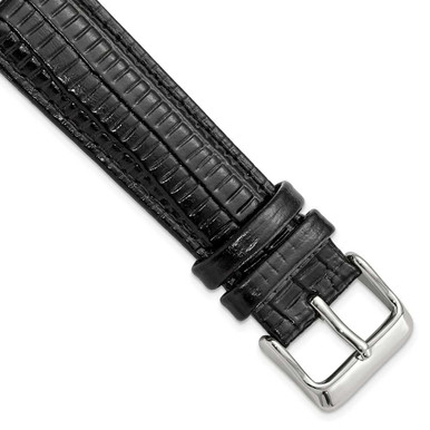 16mm 7.5" Black Teju Lizard Style Grain Leather Silver-tone Buckle ...