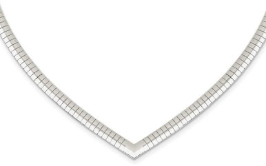 17" Sterling Silver 4mm Cubetto Omega V-shaped Chain Necklace at ...