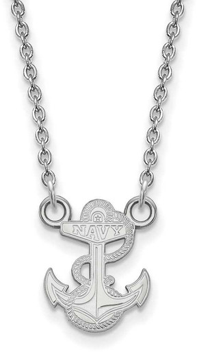 18" 14K White Gold Navy Small Pendant w/ Necklace by LogoArt by LogoArt ...