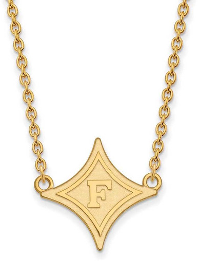 18" 14K Yellow Gold Furman University Large Pendant w/ Necklace by ...