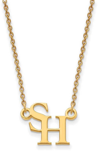18" 14K Yellow Gold Sam Houston State University Small Pendant Necklace ...