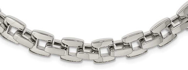 20" Stainless Steel 8mm Polished Square Link Chain Necklace by Chisel ...