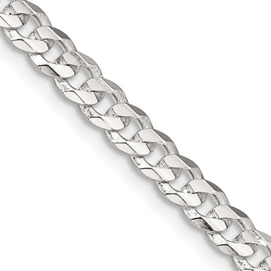 20" Sterling Silver 4.5mm Concave Beveled Curb Chain Necklace at ...