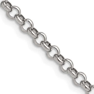 24" Stainless Steel Polished 4.6mm Rolo Chain Necklace by Chisel at ...