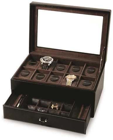 Black Leather 10-Watch Case at BillyTheTree Jewelry