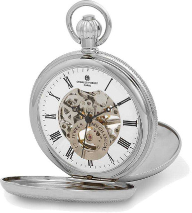 Charles Hubert Chrome Finish Double Cover Open Window Pocket Watch by ...