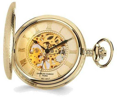 Charles Hubert Gold-Finish Brass Skeleton Pocket Watch by Charles ...