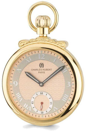 Charles Hubert Gold-Finish Champagne Dial Open Face Pocket Watch by ...