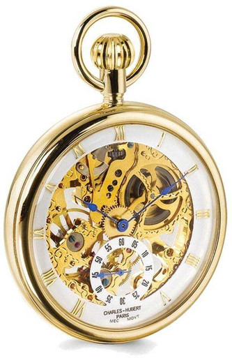 Charles Hubert IP-plated Full Skeleton Dial Pocket Watch by Charles ...