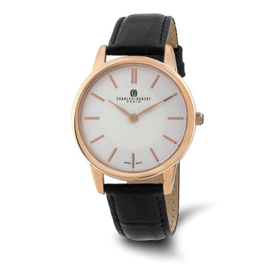 Charles Hubert Mens Pink Finish Stainless Steel Off-White Dial Watch by ...