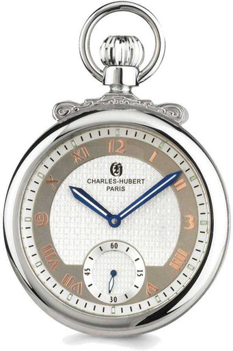 Charles Hubert Polished Finish Off-white Dial Open Face Pocket Watch by ...