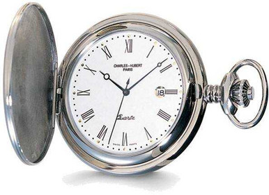 Charles Hubert Stainless Steel White Dial with Date Pocket Watch XWA835 ...