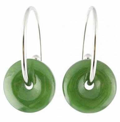 Circular Genuine Natural Polar Nephrite Jade Earrings With Center Hole ...