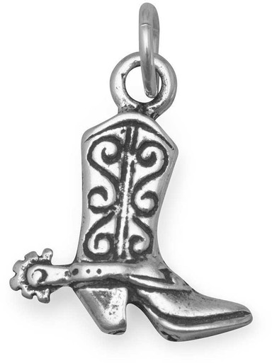 Cowboy Boot Charm 925 Sterling Silver at BillyTheTree Jewelry