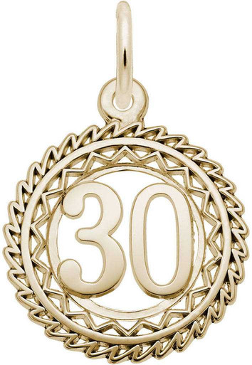 Cutout Number 30 w/ Wavy Frame Charm (Choose Metal) by Rembrandt by ...