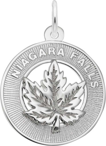 Detailed Niagara Falls Maple Leaf Charm (Choose Metal) by Rembrandt by ...