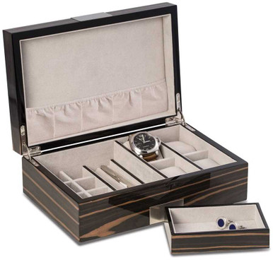 Ebony Finish Wood 4-Watch and Jewelry Box at BillyTheTree Jewelry