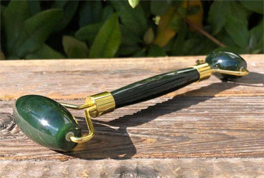 Nephrite Jade Facial Roller Massage Tool Dark Green