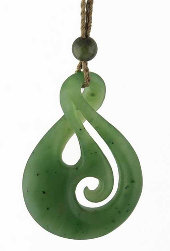 Genuine Natural Nephrite Jade Infinity Twist Pendant Necklace w/Cord at ...