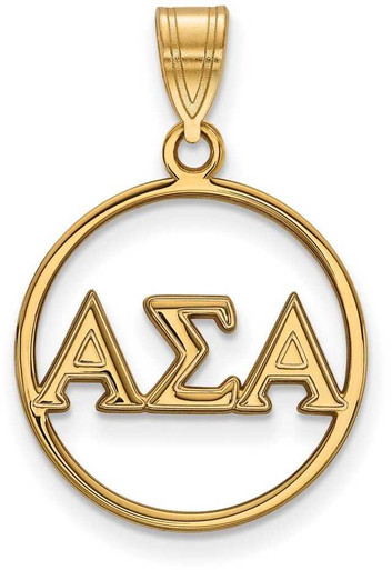 Gold Plated Sterling Silver Alpha Sigma Alpha Sm Circle Pendant LogoArt ...