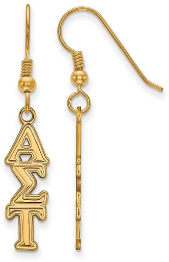 Gold Plated Sterling Silver Alpha Sigma Tau Dangle Medium Earrings by ...