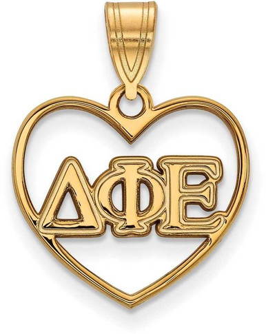 Gold Plated Sterling Silver Delta Phi Epsilon Heart Pendant by LogoArt ...