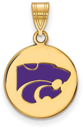 Gold Plated Sterling Silver Kansas State U Medium Enamel Disc Pendant ...