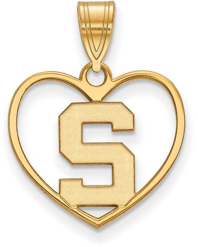 Gold Plated Sterling Silver Michigan State University Pendant Heart by ...