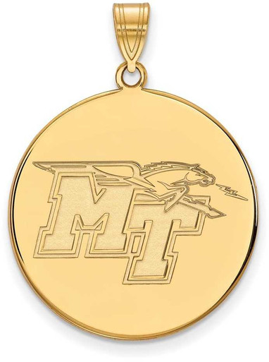 Gold Plated Sterling Silver Middle Tennessee State U XL Disc Pendant by ...