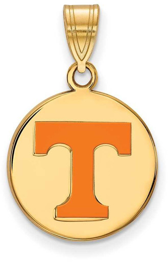 Gold Plated Sterling Silver U of Tennessee Medium Enamel Disc Pendant ...