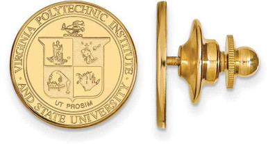 Gold Plated Sterling Silver Virginia Tech Crest Lapel Pin by LogoArt by ...