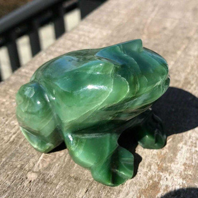 Green Genuine Natural Nephrite Jade Chatoyant Frog Figurine 3in at ...