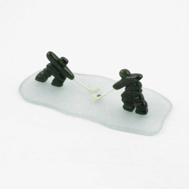 Green Genuine Natural Nephrite Jade Inukshuk Hockey Players Figurine at ...