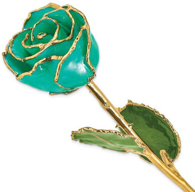 Lacquer Dipped Gold-Tone Trim Monet Green Rose at BillyTheTree Jewelry