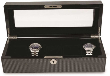 Lacquered Grey Carbon Fiber 5 Watch Case w/ Glass Top & Lock at ...