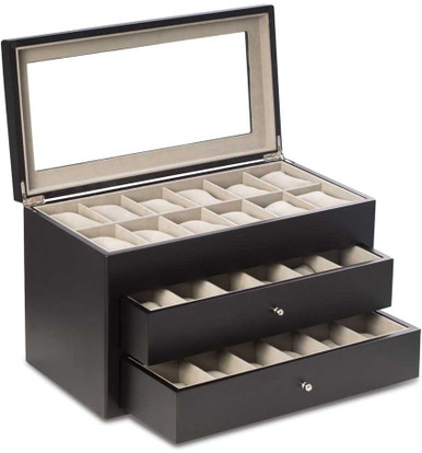 Matte Black Finish Wood 36-Watch Case at BillyTheTree Jewelry